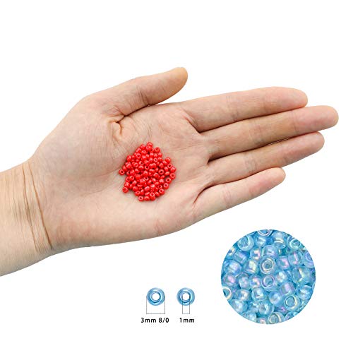 Ybxjges 12000Pcs 3mm Glass Seed Beads 8/0 Small Beads Bracelet Making Kit, Tiny Waist Beads Kit with Jewelry Making Supplies Elastic String for DIY Art Craft Girls Gifts