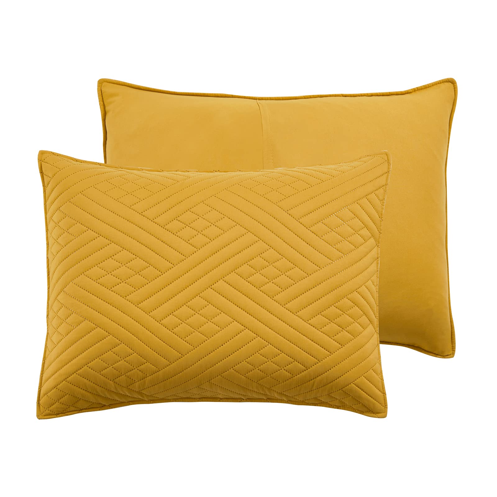 Safonory Quilted Bedspreads Full/Queen Size(90"x96", Mustard Yellow) - Summer Soft Lightweight Microfiber Ultrasonic Embossed Quilt Coverlet Set for Queen Bed - 3 Pieces Bedding Set(1 Quilt, 2 Shams)