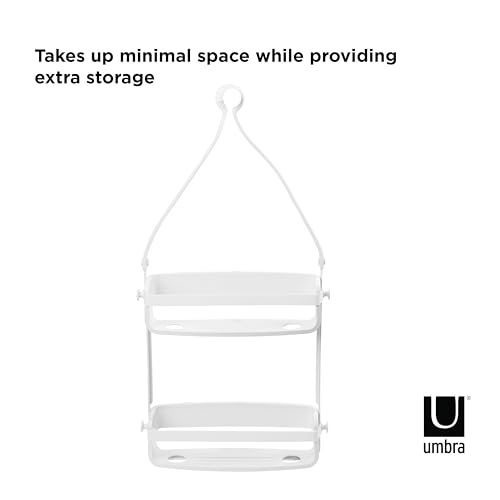 Umbra Flex Hanging Shower Caddy, Bathtub Shelf and Bathroom Organizer, White