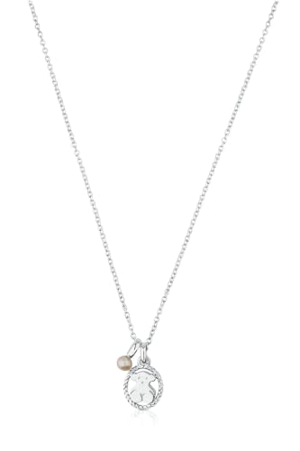 TOUS Sterling Silver Necklace for Women with Pearl and Bear Motif, Size: 1.2 cm. Length: 45 cm, Camee Collection