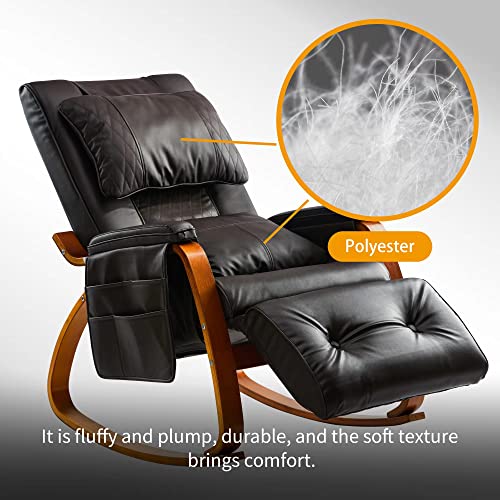 Yehha Rocking Living Room, PU Leather Electric Recliner w/Remote Control, 5 Angle Adjustments & Six Massage Modes, Single Sofa Home Theater Chairs, Dark Brown