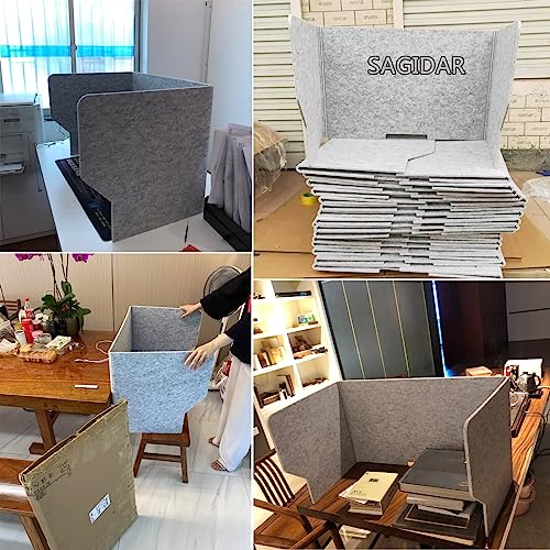 SAGIDAR Privacy Desk Office Divider, Sneeze Guard Desk Divider, Workspace Divider 3-Panel Partition, 60/80/100cm Tabletop Divider, Protecting Privacy, Easy to Fold
