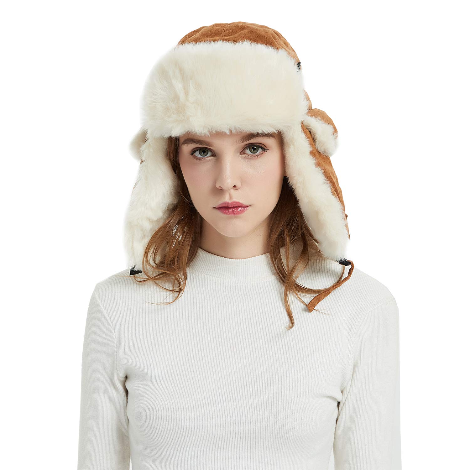 Winter Trapper Trooper Hat Unisex Ushanka Aviator Russian Hat Outdoor Hunting Skiing Hat Cap with Ear Flap(Black)