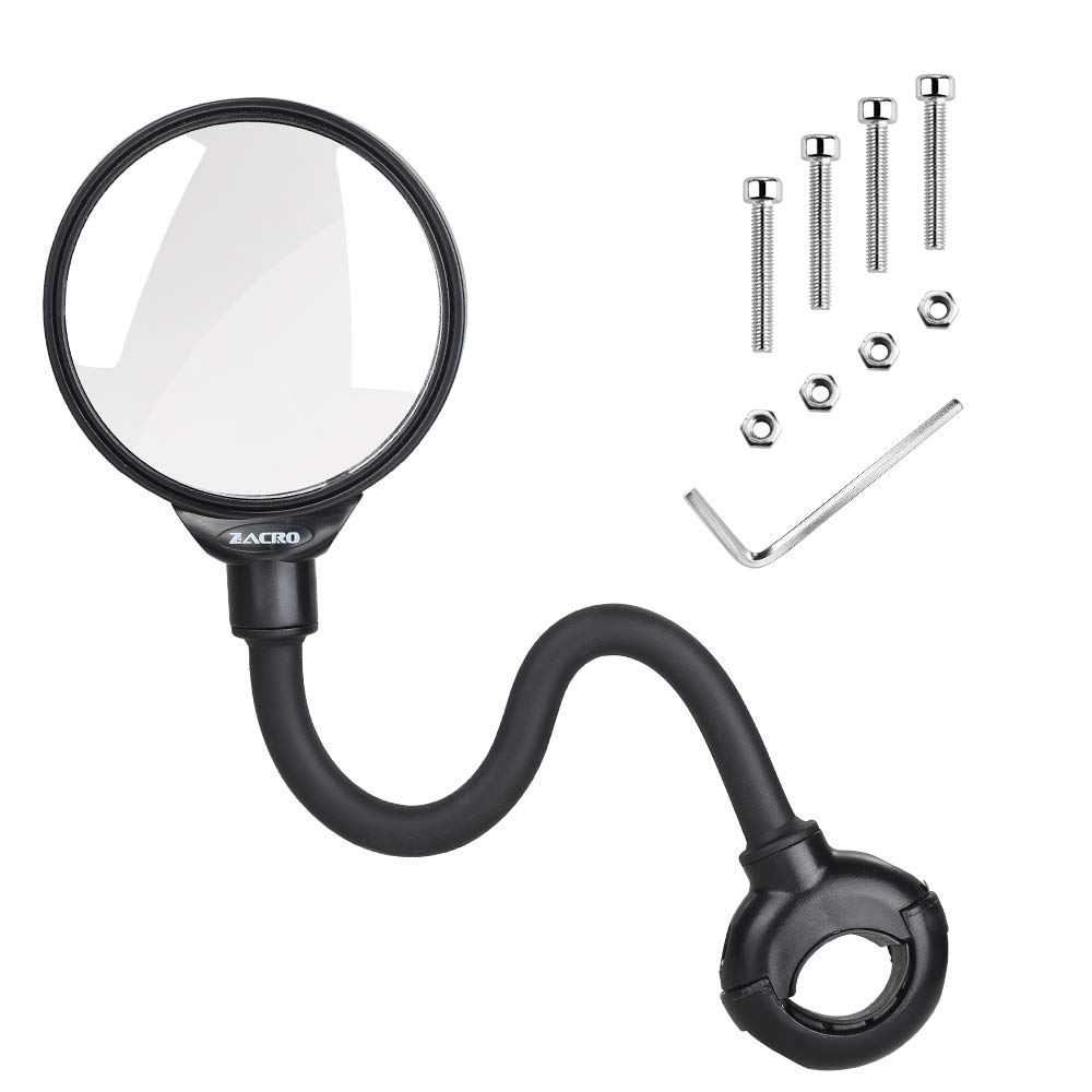 Zacro Bike Mirror - 1 Pcs 360° Adjustable Bicycle Mirrors for Handlebar End, Rotatable Mirror Universal with Wide Angle Rear View Mirrors Glasses for Mountain Road Bike