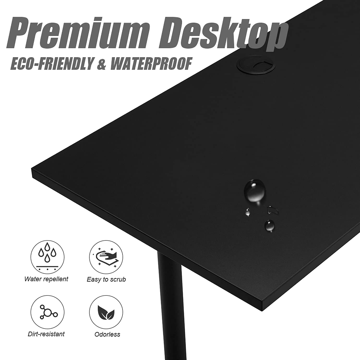 Sunon Gaming 48x24 inches Bedrooms, Computer Table Modern Writing Simple Desk 47 inch with Sturdy Desktop for Home Office, 1-Black