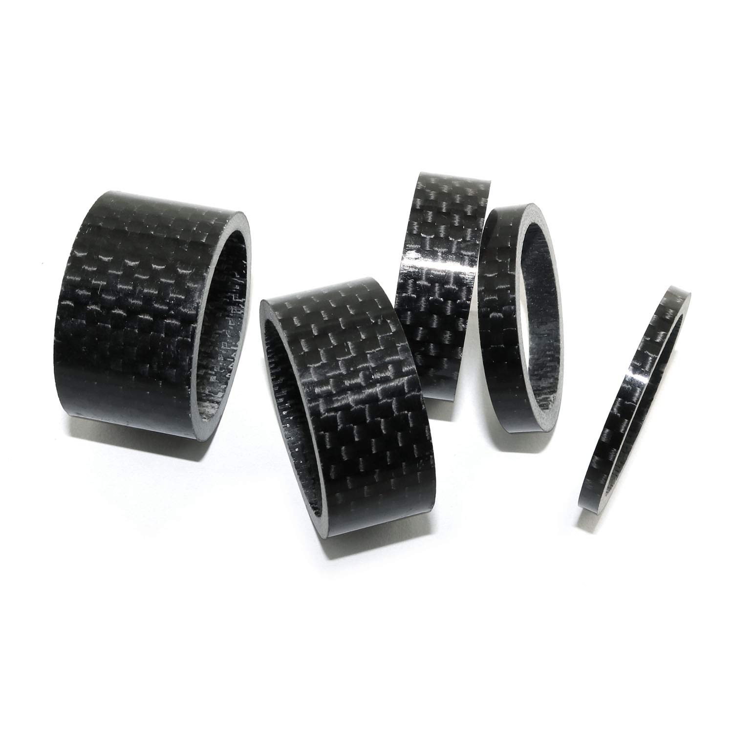 RLECS 5pcs 3K Carbon Fiber Bike Fork Washer Stem Spacers Set 3mm 5mm 10mm 15mm 20mm Bicycle Headset Washer
