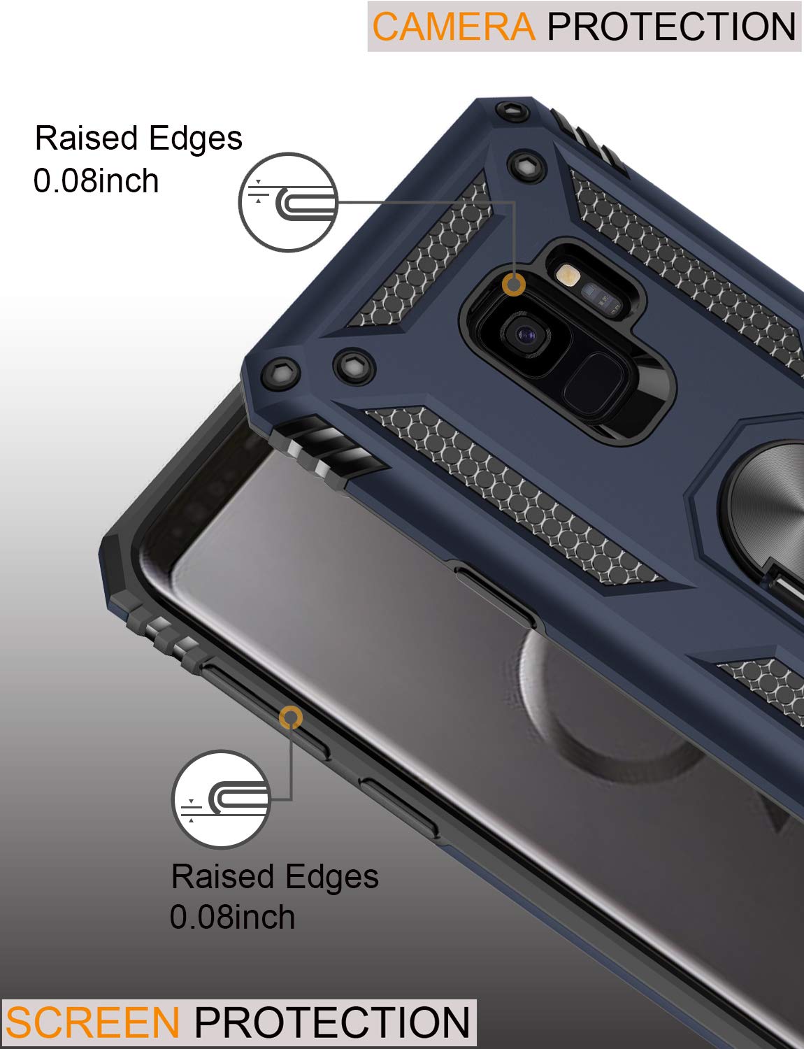 ZADORN Galaxy S9 Case, 15ft Drop Tested,Military Grade Heavy Duty Protective Cover with Hard PC and Soft Silicone Kickstand Phone Case for Samsung Galaxy S9 (Small Size 5.8") Blue