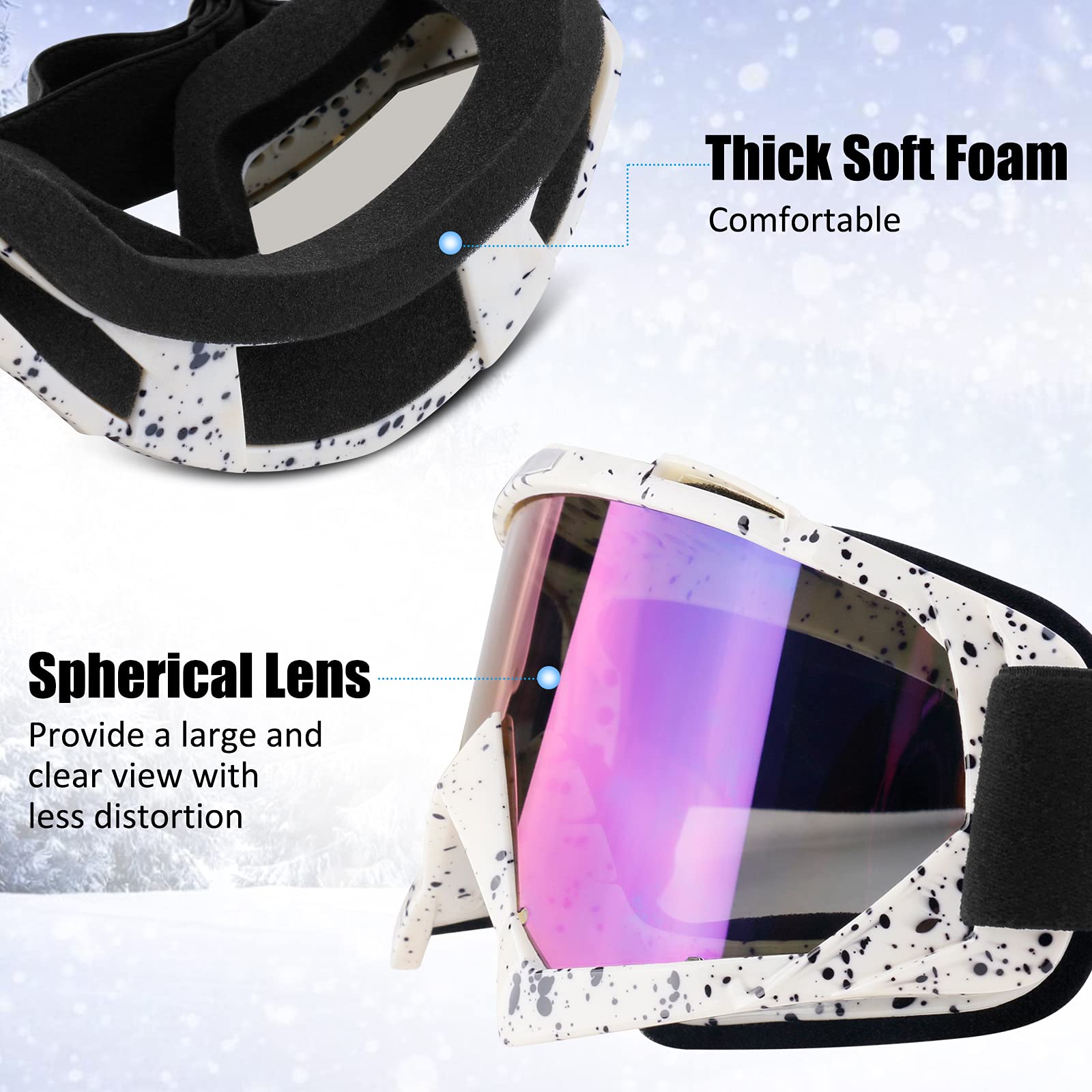 Tsuinz Ski Goggles, Snowboard Goggles for Winter Outdoor Men/Women(Black)