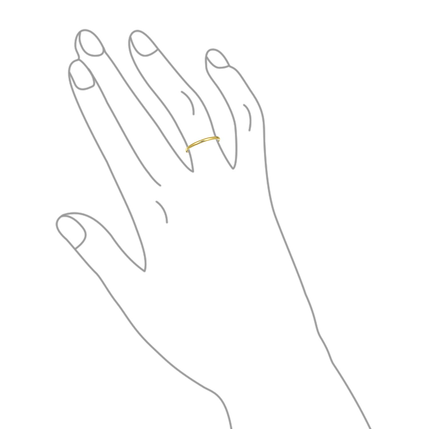 Traditional Elegant Minimalist Genuine Yellow 14K Gold Wedding Band Ring for Women Thin & Stackable 1.7MM Band