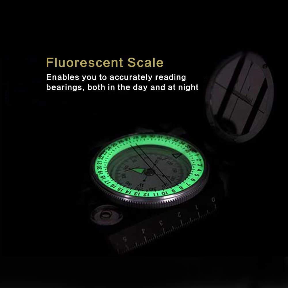 ydfagak Compass, Waterproof Hiking Military Navigation Compass with Fluorescent Design,Perfect for Camping Hiking and Other Outdoor Activities