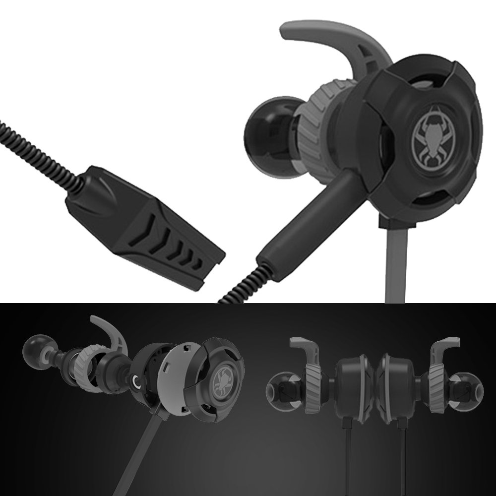 Wired Gaming Earphone with Adjustable Mic for PS4,Laptop Computer, Cellphone, DLAND E-Sport Earburds with Portable Earphone Bags, Snug Soft Design, Inline Controls for Hands-Free Calling. (Black)