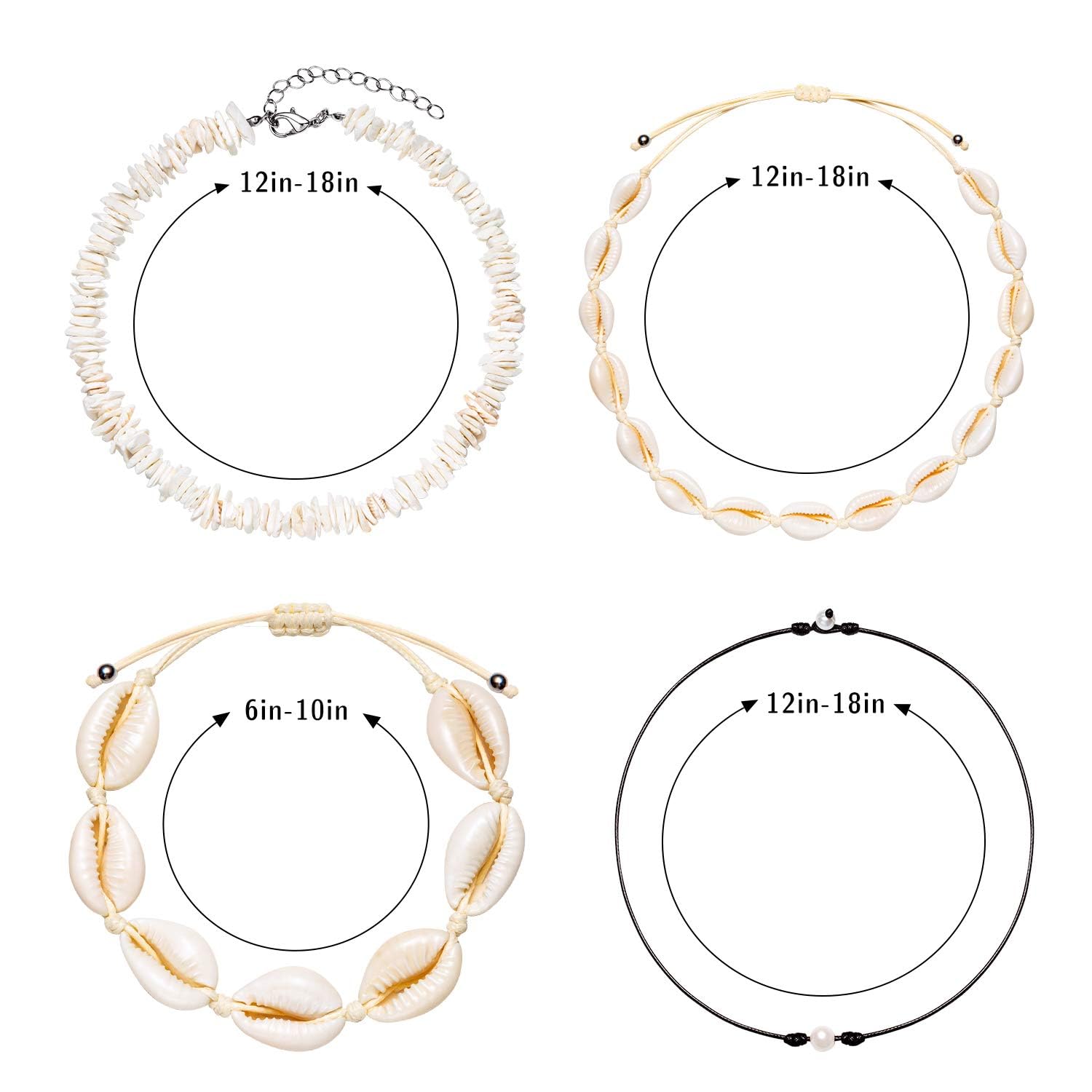 TKUAMIGO Puka Shell Necklace for Women Natural Pearl Choker Necklace Adjustable Seashell Necklace Cowrie Shell Bracelet Beach Boho Jewelry Set for Vsco