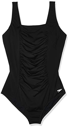 Speedo Women's Swimsuit One Piece Endurance+ Shirred Tank Moderate Cut New Speedo Black ,12