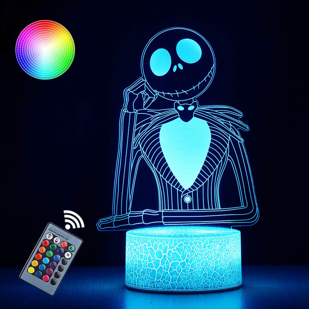 SJIAHEE Halloween Town Pumpkin King 3D Illusion Night Light Gifts, Control Halloween Decor for Kids Bedroom, Creative Lighting for Kids