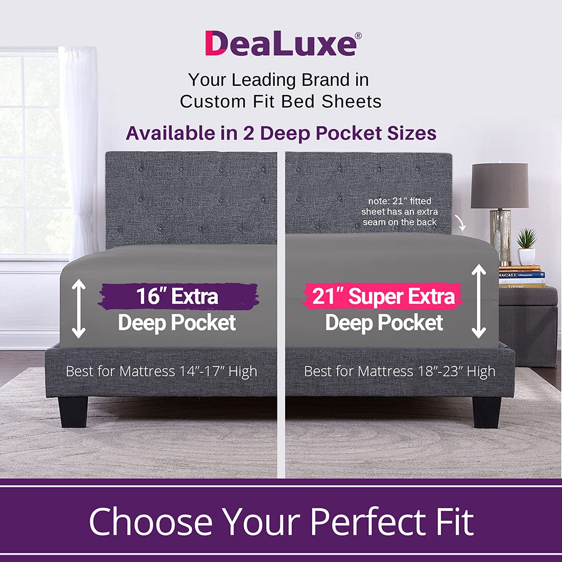 Twin XL Fitted Sheet – Twin XL Fitted Sheets Only 1 Pack Twin XL Sheet Adjustable Bed Sheets Twin XL 16 Inch – XL Twin Fitted Sheet Premium Soft Fitted Sheet Twin XL Fits 14” – 17” Inches – Grey