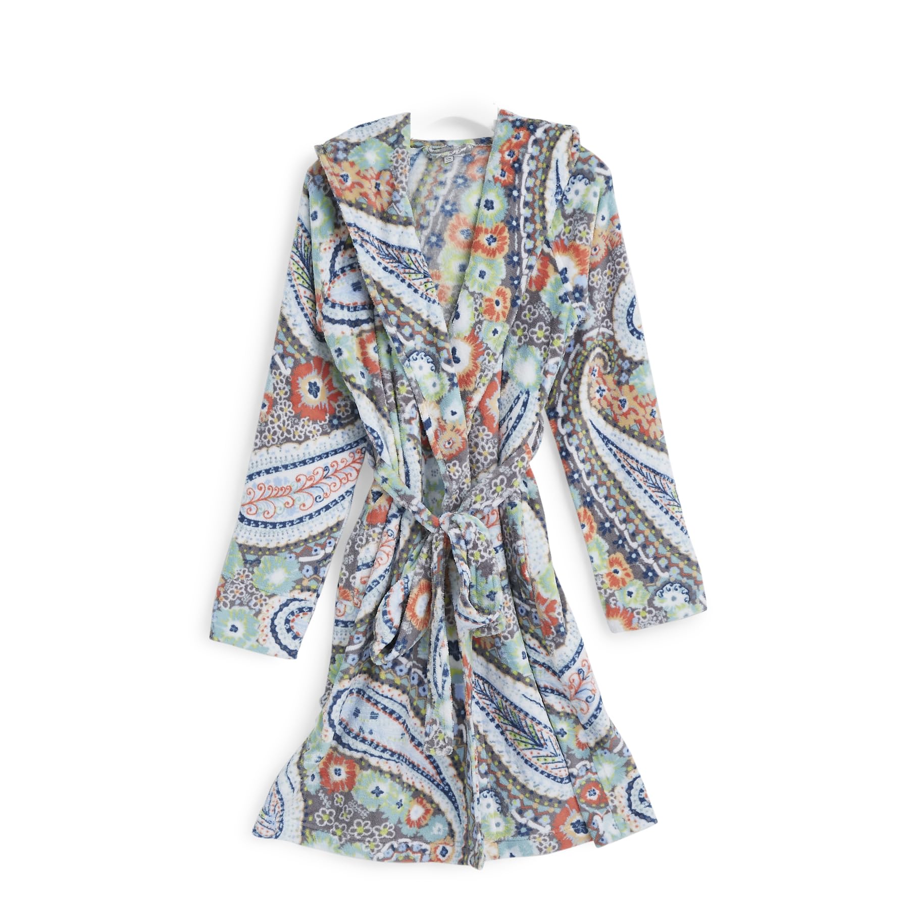 Vera Bradley Women's Lightweight Fleece Robe (Extended Size Range), Citrus Paisley, Large - Extra Large