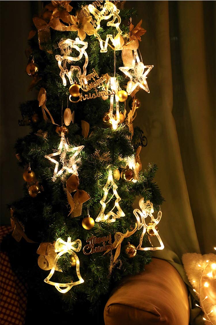 Sezrgiu 3 Pack LED Bells Christmas Tree String Light Window Hanging Ornament Starry Fairy Light Battery Operated Lamp for Window Festival Xmas Party Decoration (30CM Wire, 3 Pack Bells)
