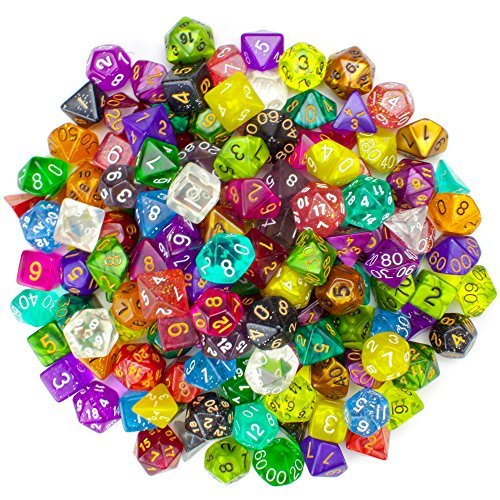 Wiz Dice DND Dice Set - 420 Pieces Total (60 Sets of 7 Dice in Unique Colors) & Storage D&D Dice Bag-Polyhedral Role Playing Dice - Perfect DND Accessories for TTRPG Dice Games - Set of 3 Bags