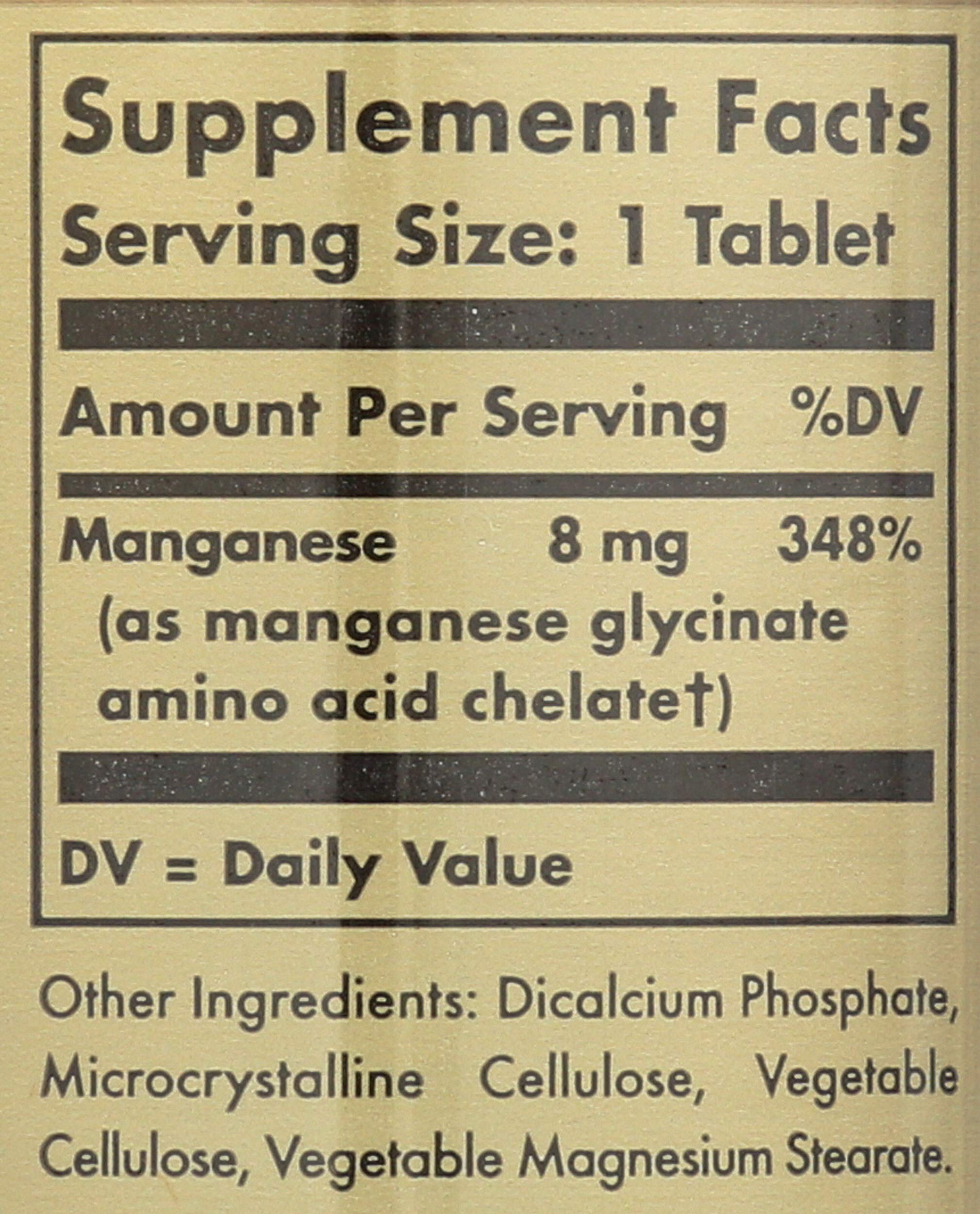 Solgar Chelated Manganese Tablets, 100 Tabs