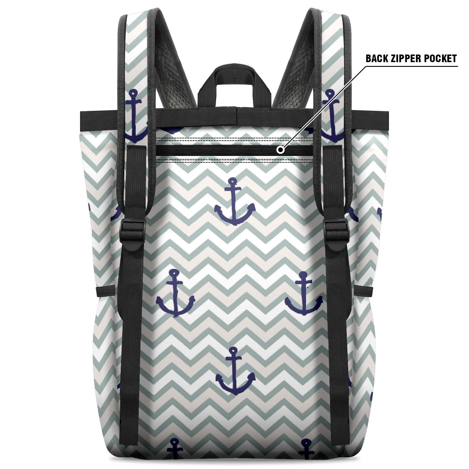 White Backpack for Women Man Travel Anchor Stripe Tote Backpack Airline Approved Personal Item Travel Bag Computer Bag for Work College Teacher Work