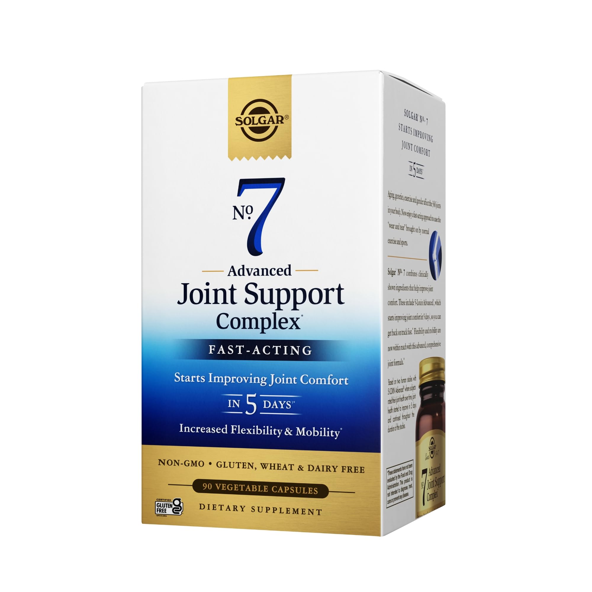 SOLGAR No. 7 Advanced Joint Support Complex - 90 Vegetable Capsules, Pack of 2 - Fast-Acting Formula - Non-GMO, Gluten Free, Dairy Free - 180 Total Servings