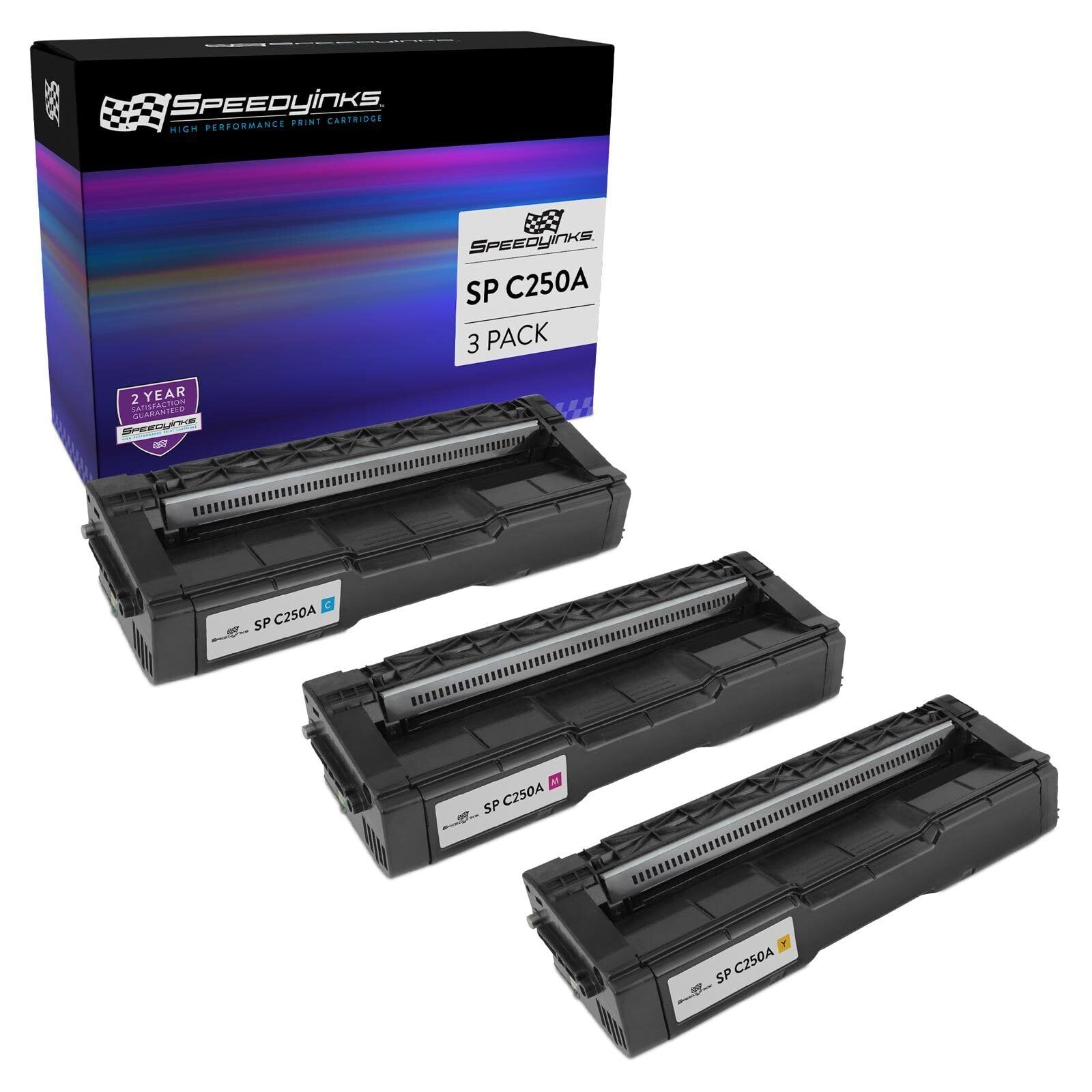 Speedy Inks Compatible Toner Cartridge Replacement for Ricoh SP C250A (1 Cyan, 1 Magenta, 1 Yellow, 3-Pack) Compatible with Ricoh SP C250DN SP C250SF SP C261SFNw SP C261DNw