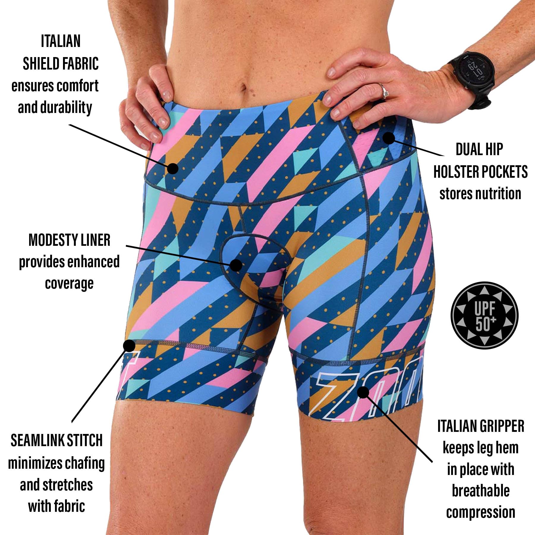 Zoot Women’s LTD 6-Inch Tri Shorts – Triathlon Shorts, Swim, Run & Bike Shorts w/Primo Fabric & Pockets (Unbreakable, Large)