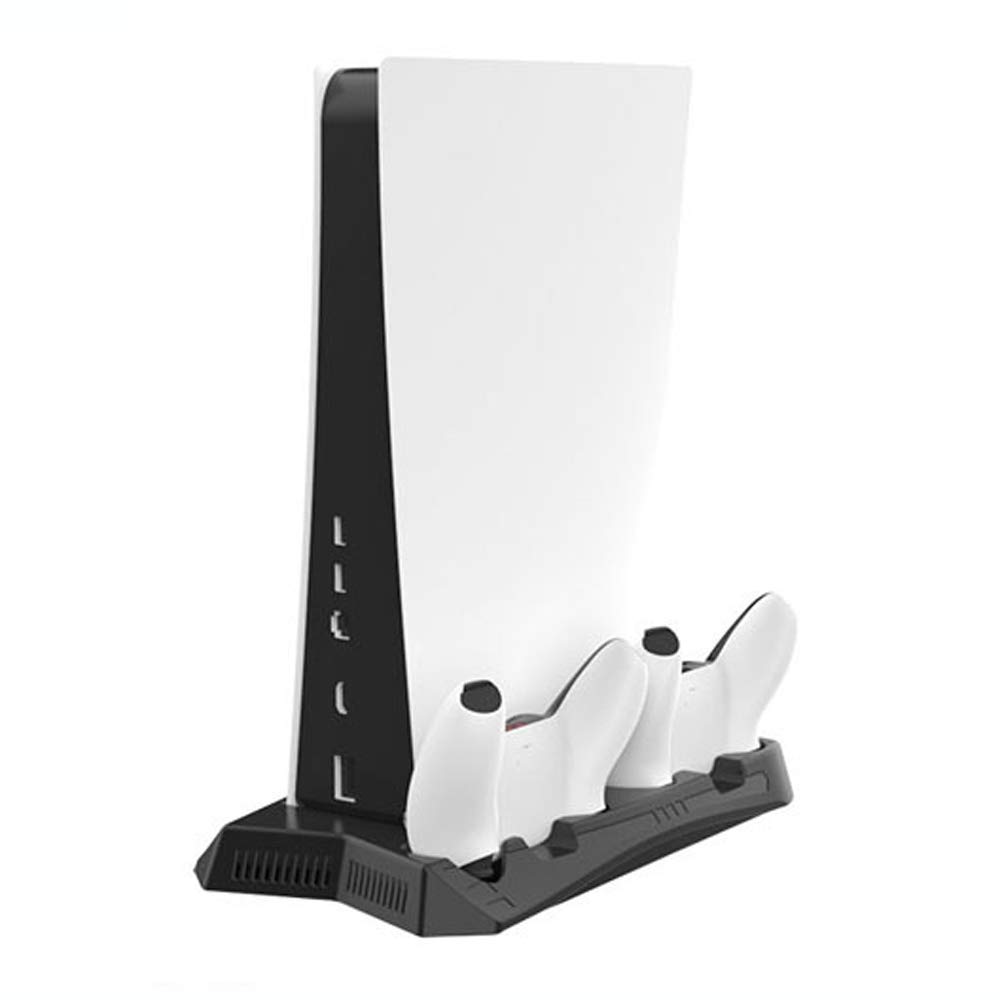 Vertical Stand for Playstation 5 with 2 Cooling Fan, 2 Charging Station for PS5 Digital Edition/CD-ROM Edition Console with Controller Charger 3 USB Ports for Sony PS5 and DualSense