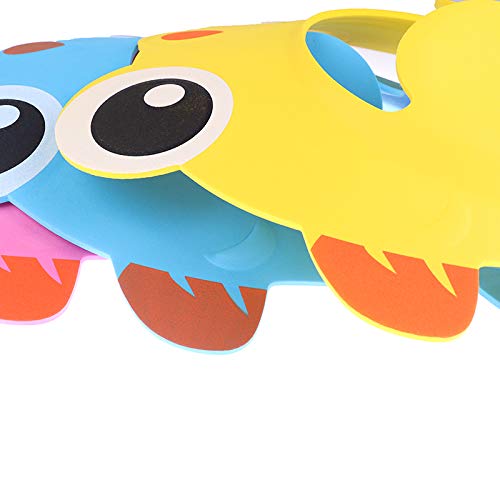SUNTRADE 3PCS Adjustable Cartoon Baby Bathing Visor,Safe Shampoo Shower Bathing Protect Soft Cap Hat for Baby Children Kids
