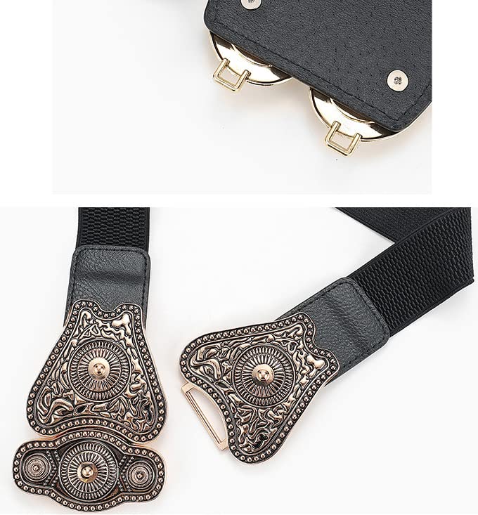 Women Wide Elastic Stretch Vintage Antique Retro Buckle Belt