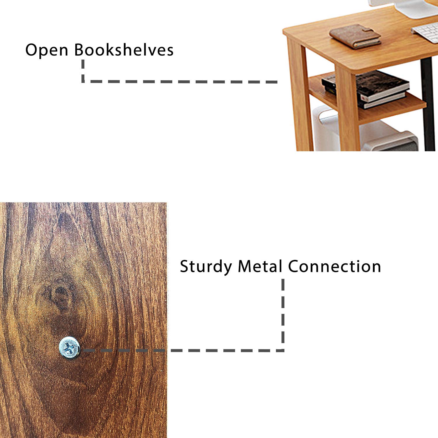 TY ARTS & CULTURE - L-Shaped Corner Desk Gaming Desk PC Table Office Computer Desk with Wood Laptop Black Frame Work Station Study Home Office Furniture | Black