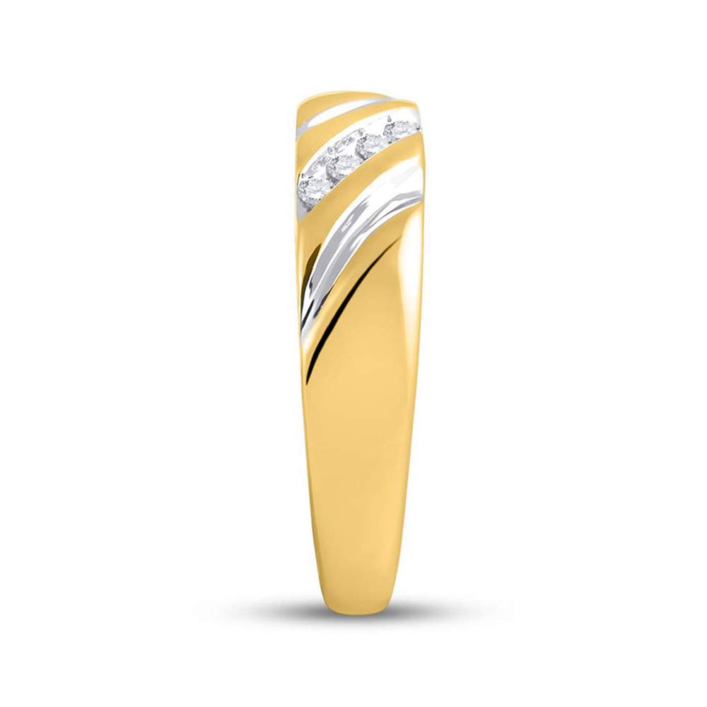Sizes - L = 4, M = 10 - 10k Yellow Gold Diamond Wedding Mens And Ladies Couple His & Hers Trio 3 Three Ring Bridal Matching Engagement Wedding Ring Band Set (0.19 cttw.) - Please use drop down menu to select your desired ring sizes