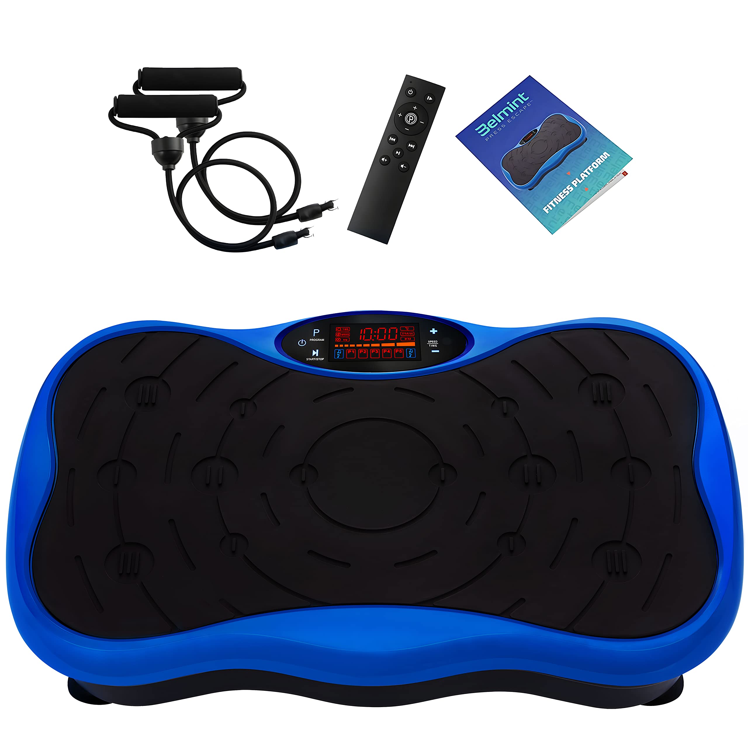 Vibration Plate Exercise Machine – Belmint Lymphatic Drainage Machine – 2 Resistance Bands and Fitness Workout Instructions – Equipment Improves Circulation & Strength