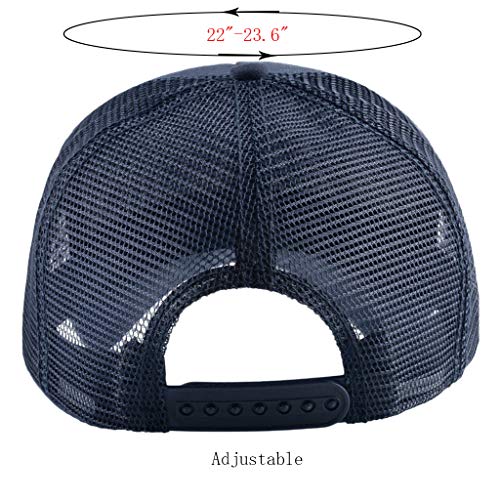 Unisex Animal Mesh Trucker Hat Strapback Square Patch Baseball Caps (One Size, Blue Wolf)