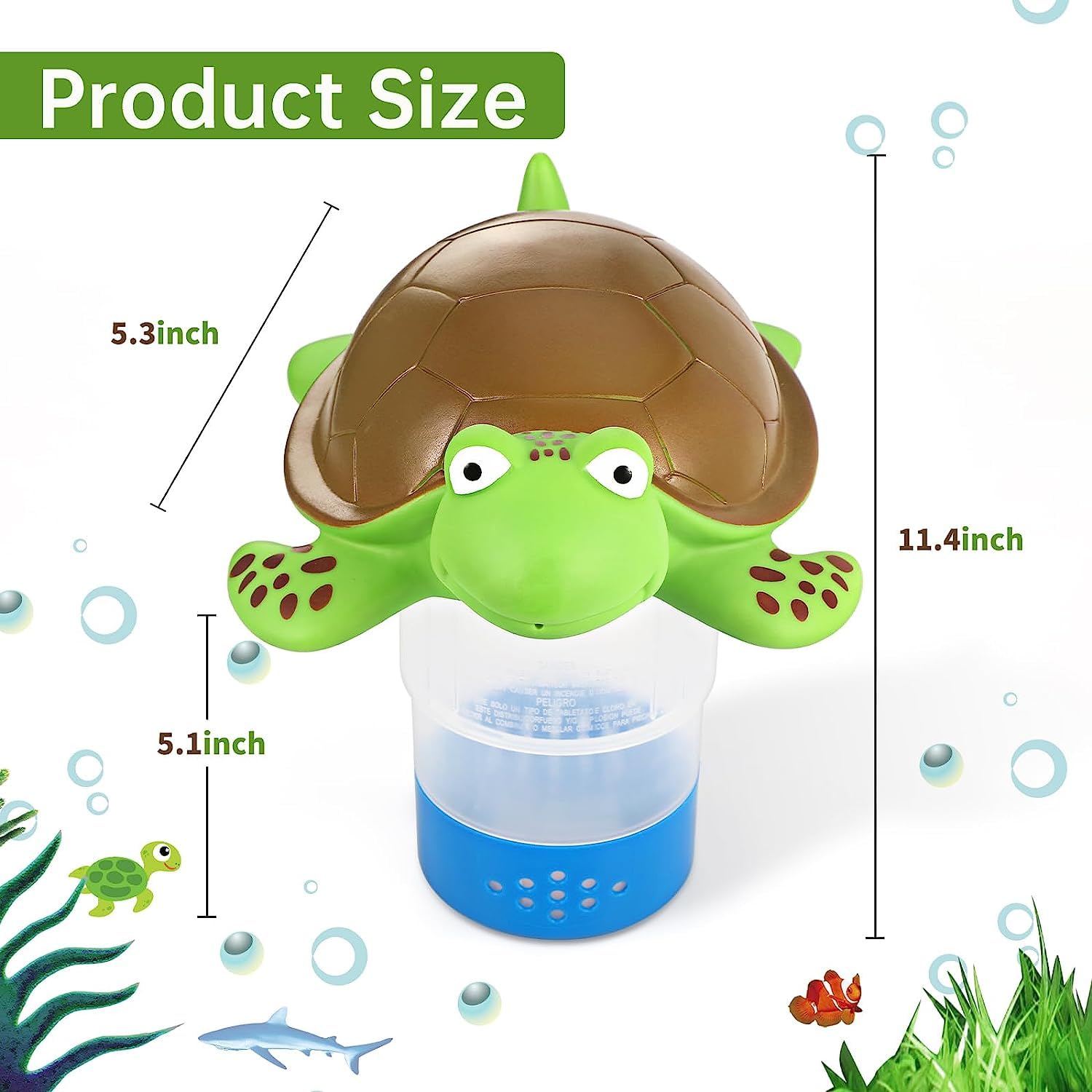 Turtle Floating Pool Chlorine Dispenser 2 in 1 kit, Collapsible Chlorine Floater, Anti-Corrosion Fits 3" Chlorine Tablets, Release Adjustable for Swimming Pool,Hot Tub SPA（2 Pack
