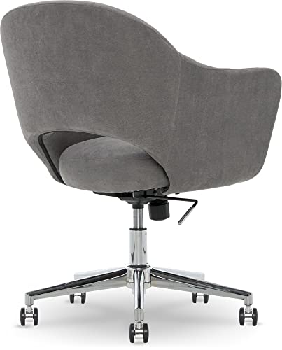 Serta Valetta Office Desk Memory Foam Padding, Midcentury Modern Style, Chrome-Finished Stainless-Steel Base, Home Chair, Gray