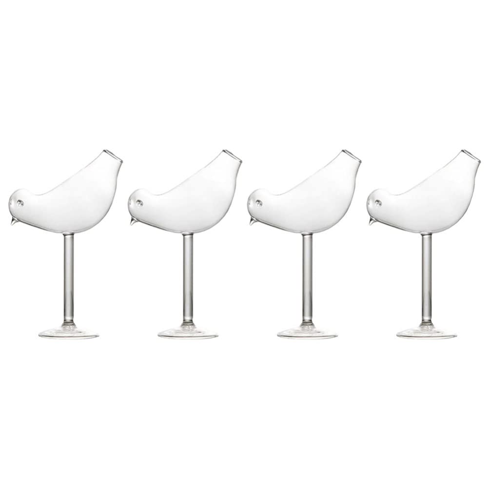 Yardwe Glass Cups 4pcs Bird Cocktail Glasses Clear Glass Martini Glasses Glass Goblets for Whiskey Margarita Aperitif Bar Pub Martini Glasses for Kitchen Bar Party Wedding Flamingo
