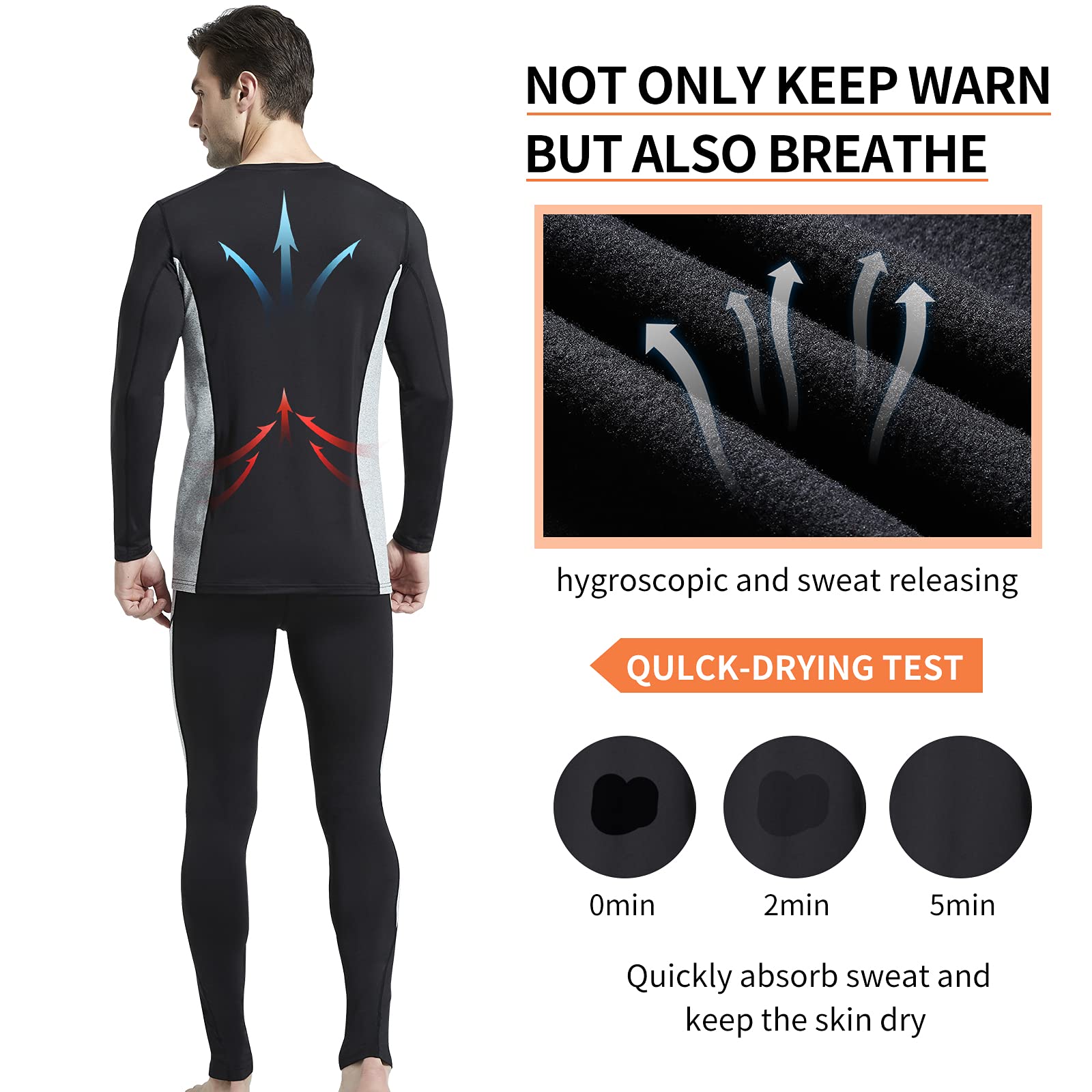 visionreast Men's Ultra Soft Thermal Underwear Set Warm Base Layers Long Johns Set Skiing Winter