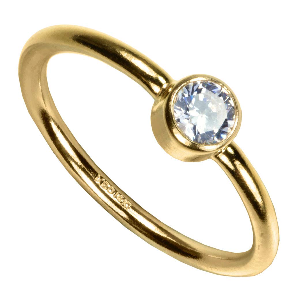 uGems 14kt Gold Filled White 4mm CZ Stacking Rings Size 8