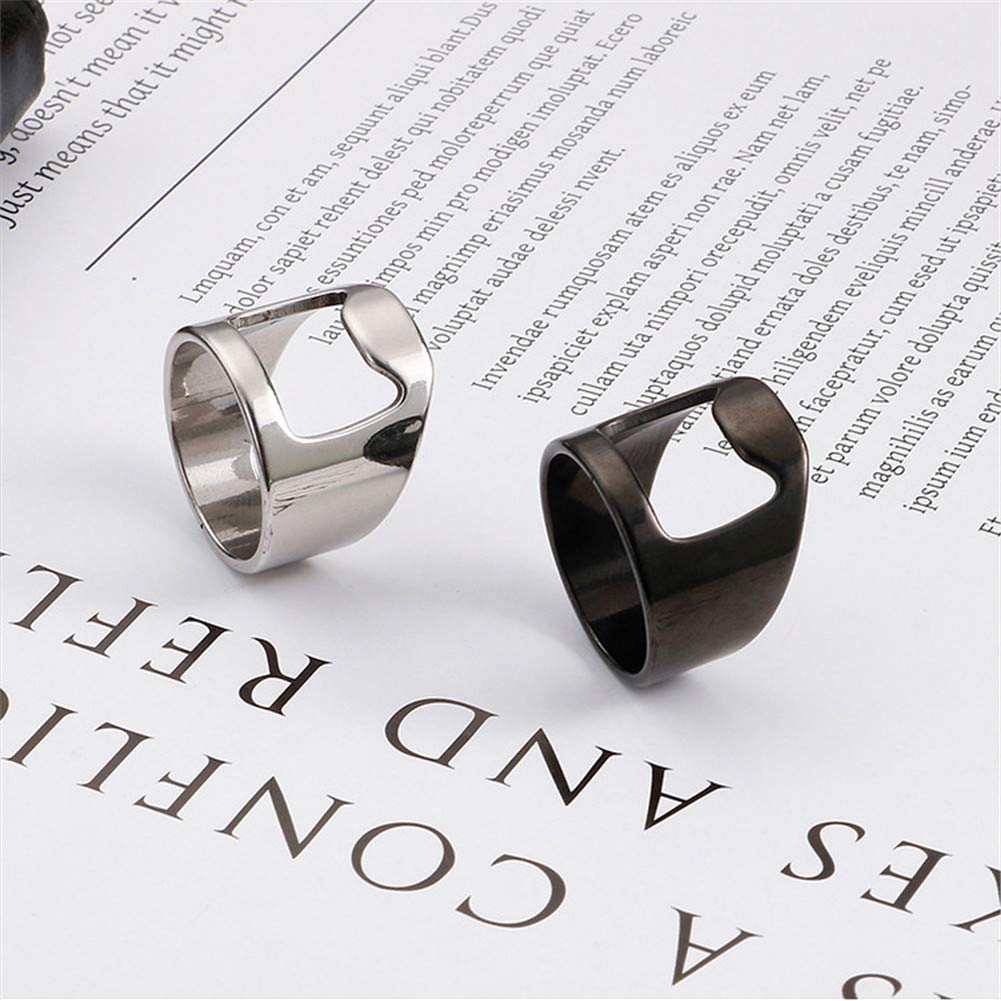 WOYNJI Stainless Steel Creative Beer Bar Tool Finger Bottle Opener Ring for Men Women, Silver Size 10