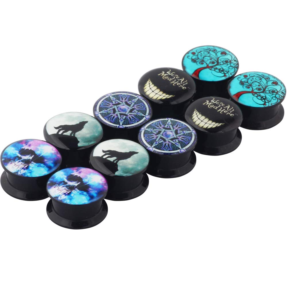 TIANCI FBYJS 5 pairs Acrylic Ear Tunnels Plugs Expander 00 Gauges Stretcher Earrings Screw Ear Piercing Body Jewelry (10mm=00g)