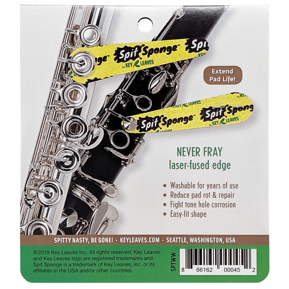 Spit Sponge (2 piece) Pad Dryer Cleaner for clarinet, flute, oboe, bassoon