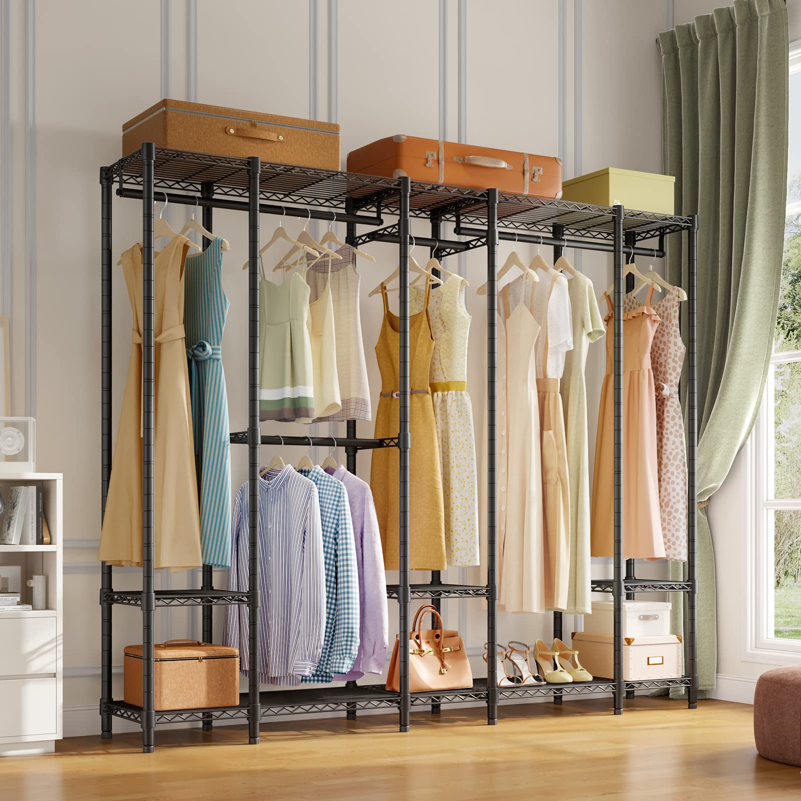 VIPEK V50i Bedroom Armoire Freestanding Closet Wardrobe, Portable Closet Rack, Heavy Duty Clothes Rack Multi-Functional Metal Clothing Rack for Hanging Clothes, Max Load 980lbs, Medium Size (White)