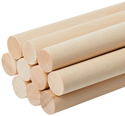 Unfinished Birch Dowel Rods for Crafts β 10-Pack, 3/4 x 12 in. Kiln-Dried Wooden Dowel Rod Craft Sticks in Bulk β Durable Wood Sticks That Resist Warping for Home, School, DIY, & More by Hygloss