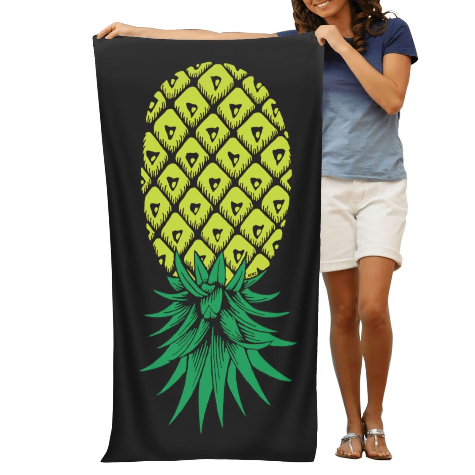 Zahika Upside Down Pineapple Beach Towel Absorbent Bathroom Towels Beach Towels Oversized Super 32x52 Inch