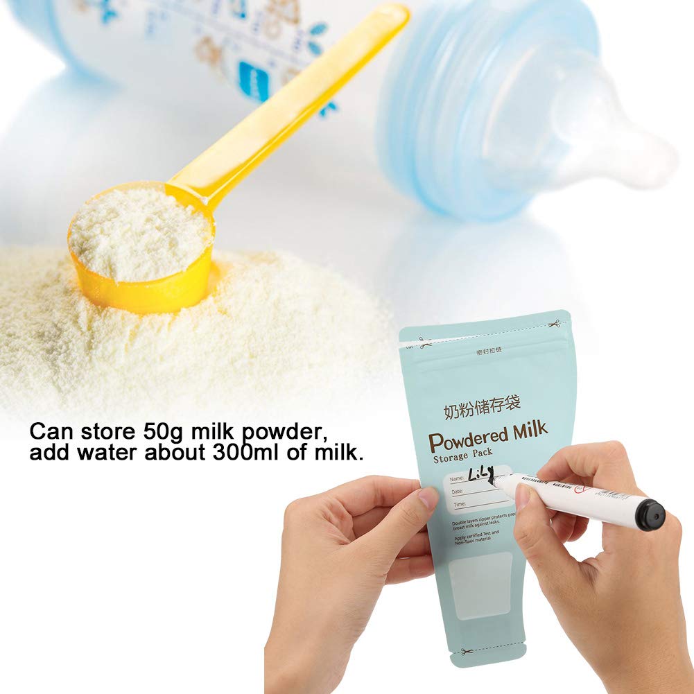Yosoo 30Pcs Milk Powder Storage Bags, Portable Feeding Milk Powder Storage Pack Disposable Milkpowder Pouches for Travel Trip, Blue