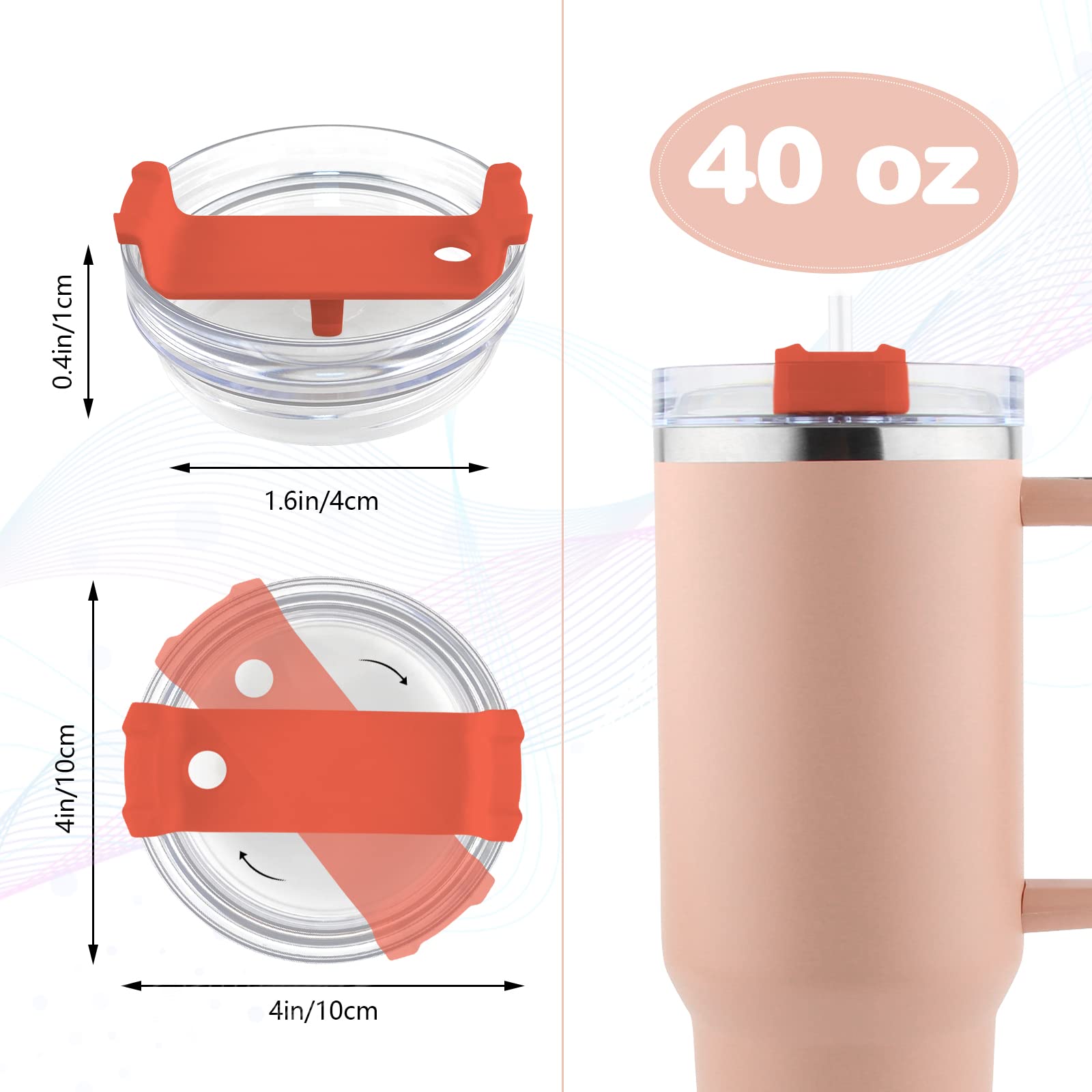 Tumbler Lids for 40oz Stanley Cup, 2 Pack Replacement Lids for Stanley Quencher H2.0 with Handle, Spill Proof Tumbler Cover Set Plastic Rotation Stanley Accessories