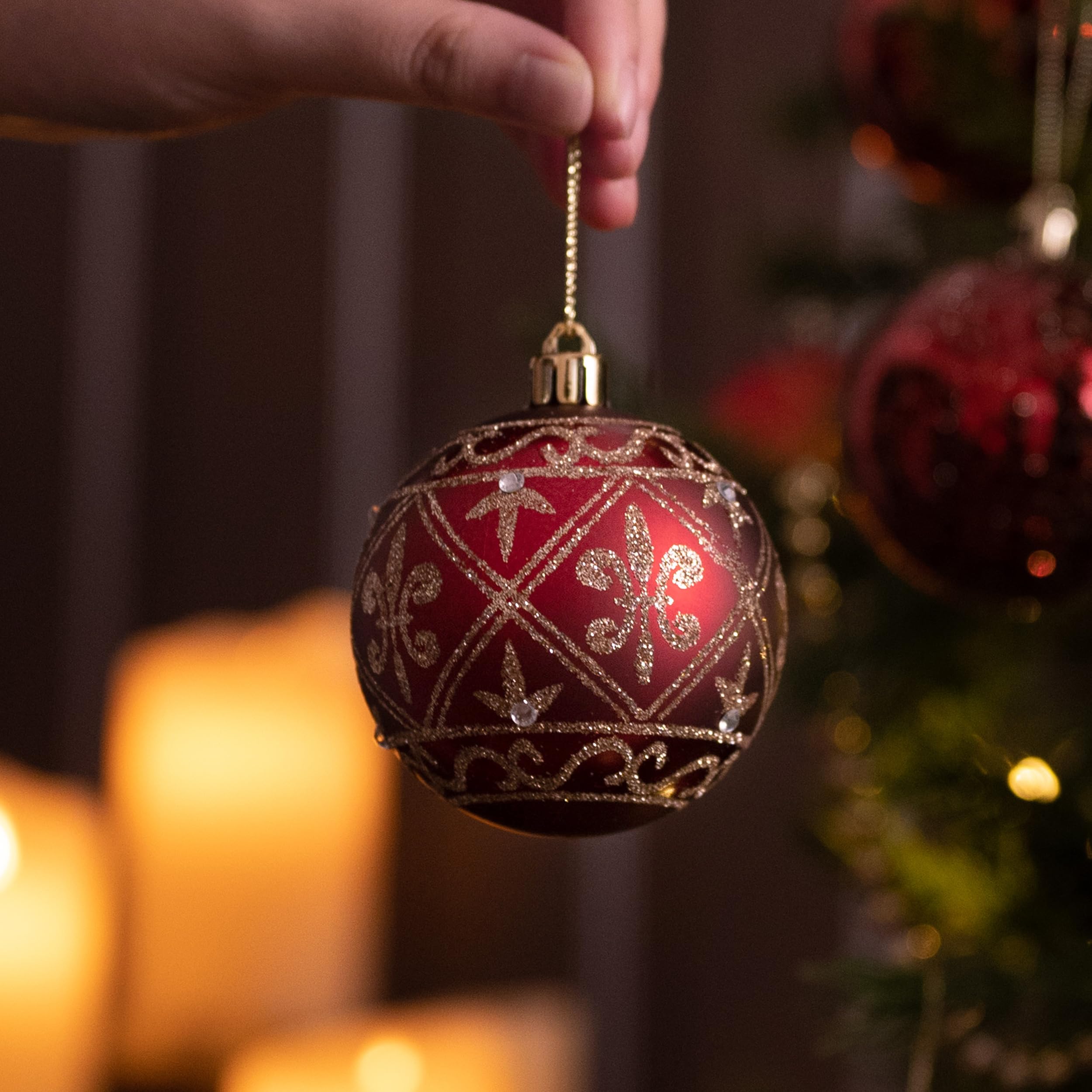 Valery Madelyn Christmas Ball Ornaments, 9ct Red and Gold Shatterproof Christmas Tree Decorations Set, 2.76 Inches Luxury Hanging Ornaments for Xmas Trees Bulk Holiday Decor