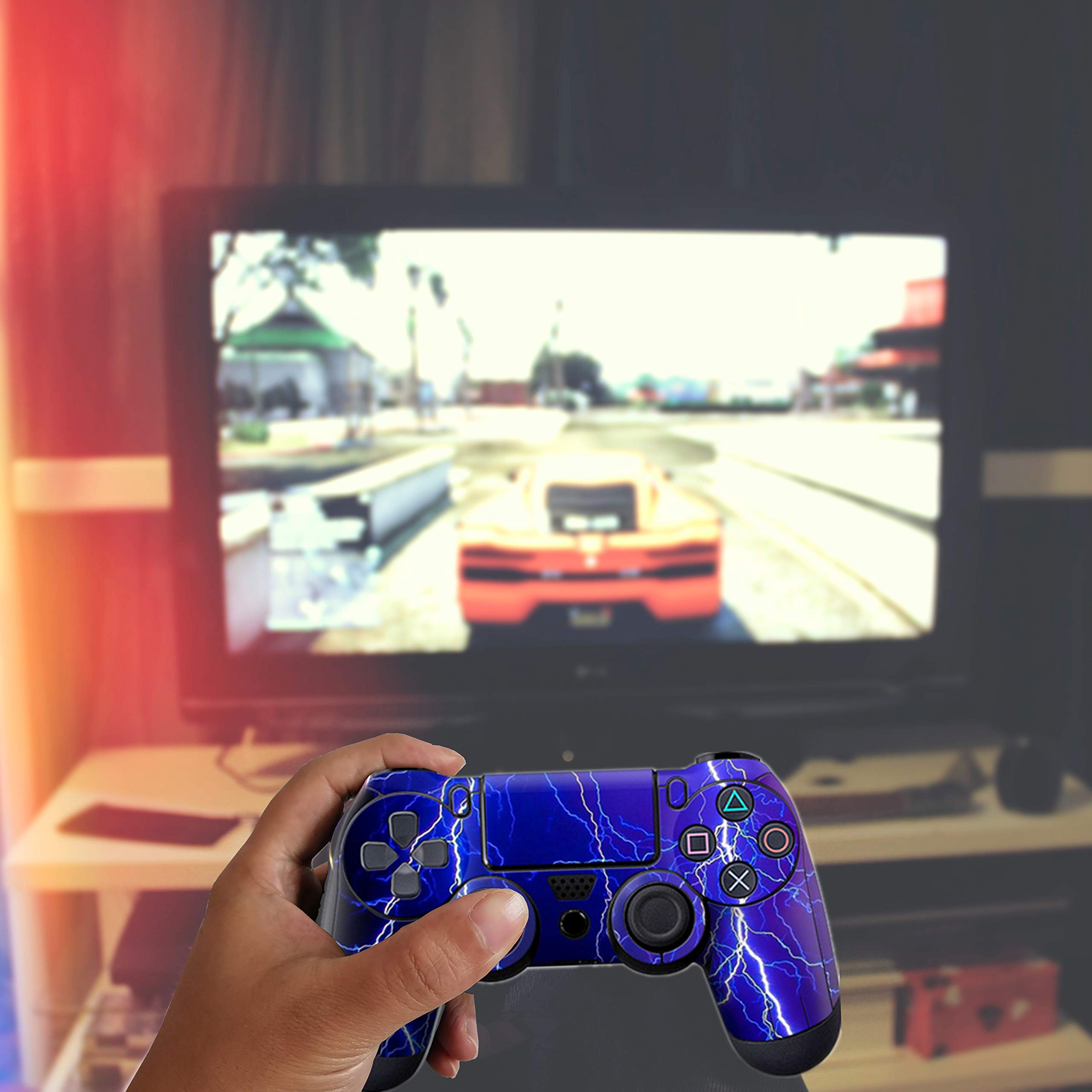 Vinly Skin Decal for PS4/Slim/Pro Controller (1pc Controller Sticker+1Pair L2 R2 Trigger Extenders+2pcs Joystick Caps+2 Pairs LED Light Bar Decal) Video Game Accessories