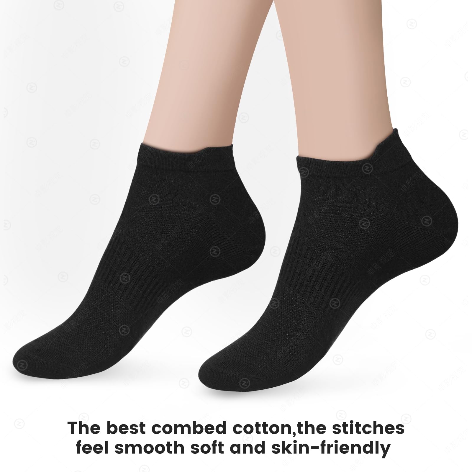 Women's Ankle Cotton Socks - Low Cut Athletic Running Soft Thin No Show White Socks With Tab 6 Pairs